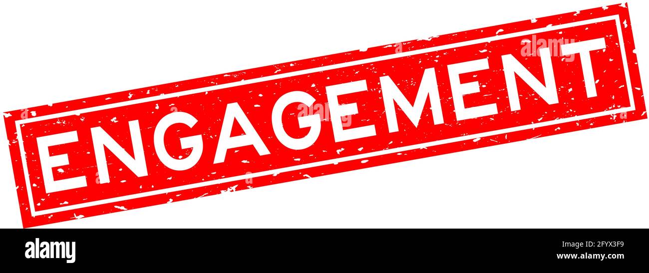 Grunge red engagement word square rubber seal stamp on white background ...