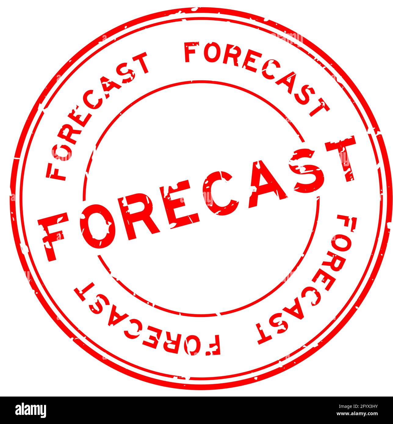 Grunge red forecast word round rubber seal stamp on white background ...