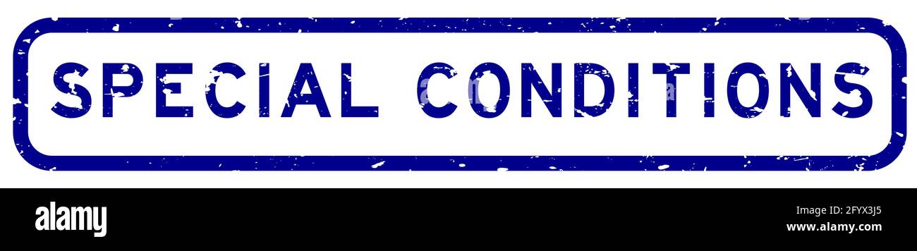 Grunge blue special conditions word square rubber seal stamp on white background Stock Vector ...