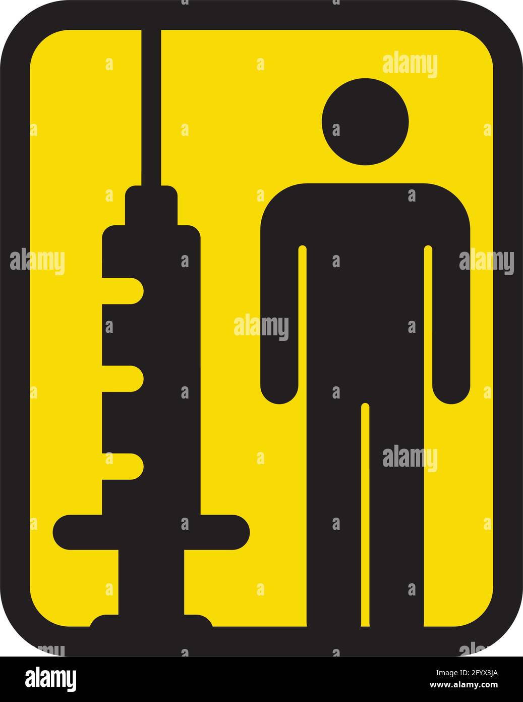 Vaccine icon vector with injection syringe male person symbol for ...
