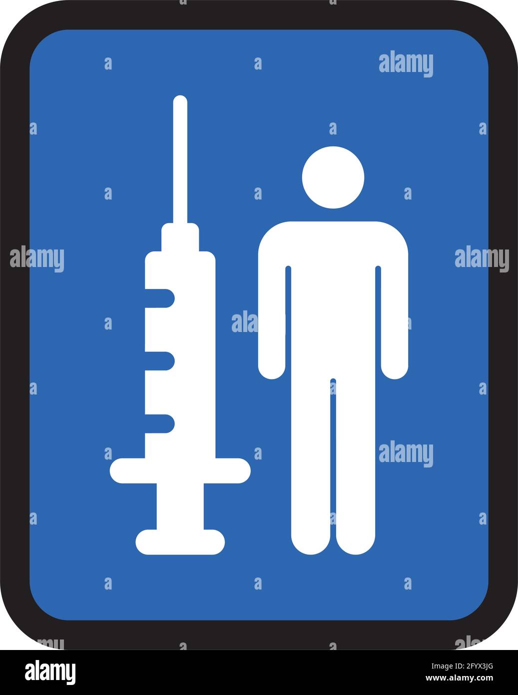 Vaccination icon vector with vaccine injection syringe male person ...