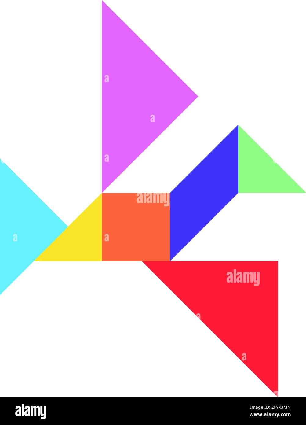 Color tangram puzzle in flying bird shape on white background Stock ...