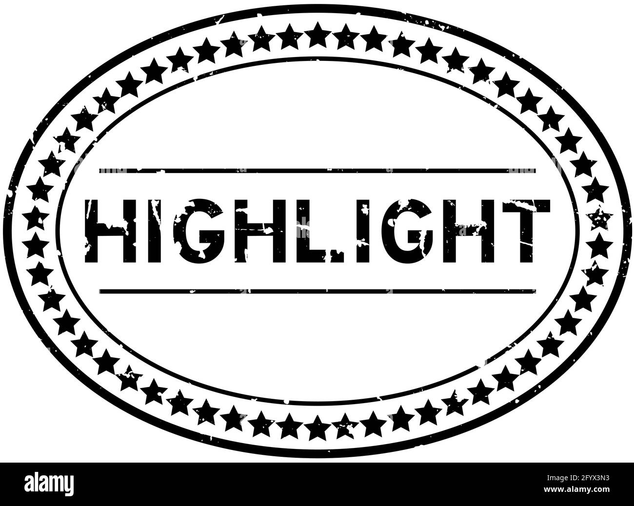 Grunge black highlight word oval rubber seal stamp on white background ...