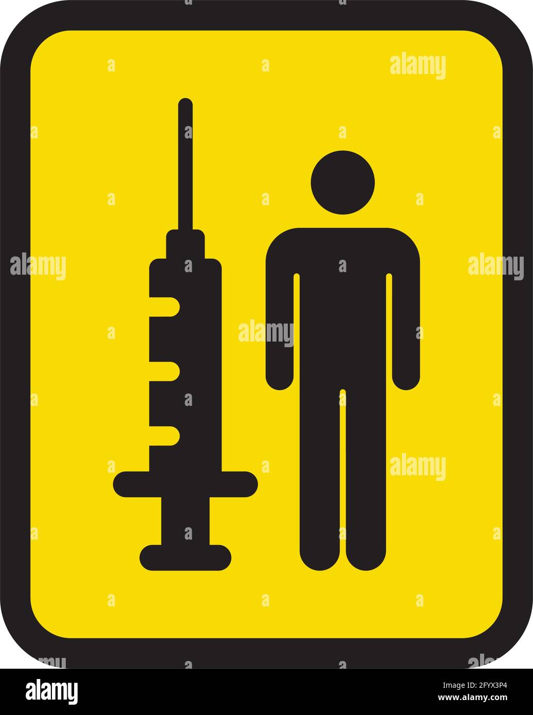 Vaccine icon vector with injection syringe male person symbol for ...