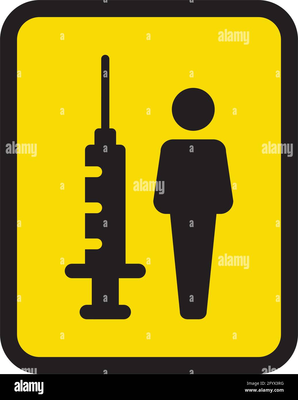 Vaccination icon vector with vaccine injection syringe male person ...