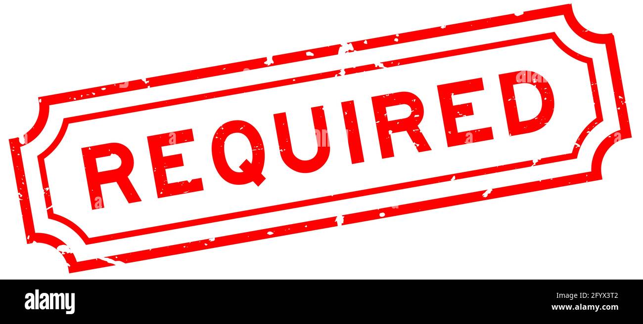 Grunge red required word rubber seal stamp on white background Stock ...