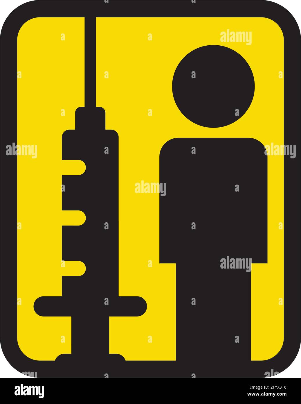Vaccine icon vector with injection syringe male person symbol for ...