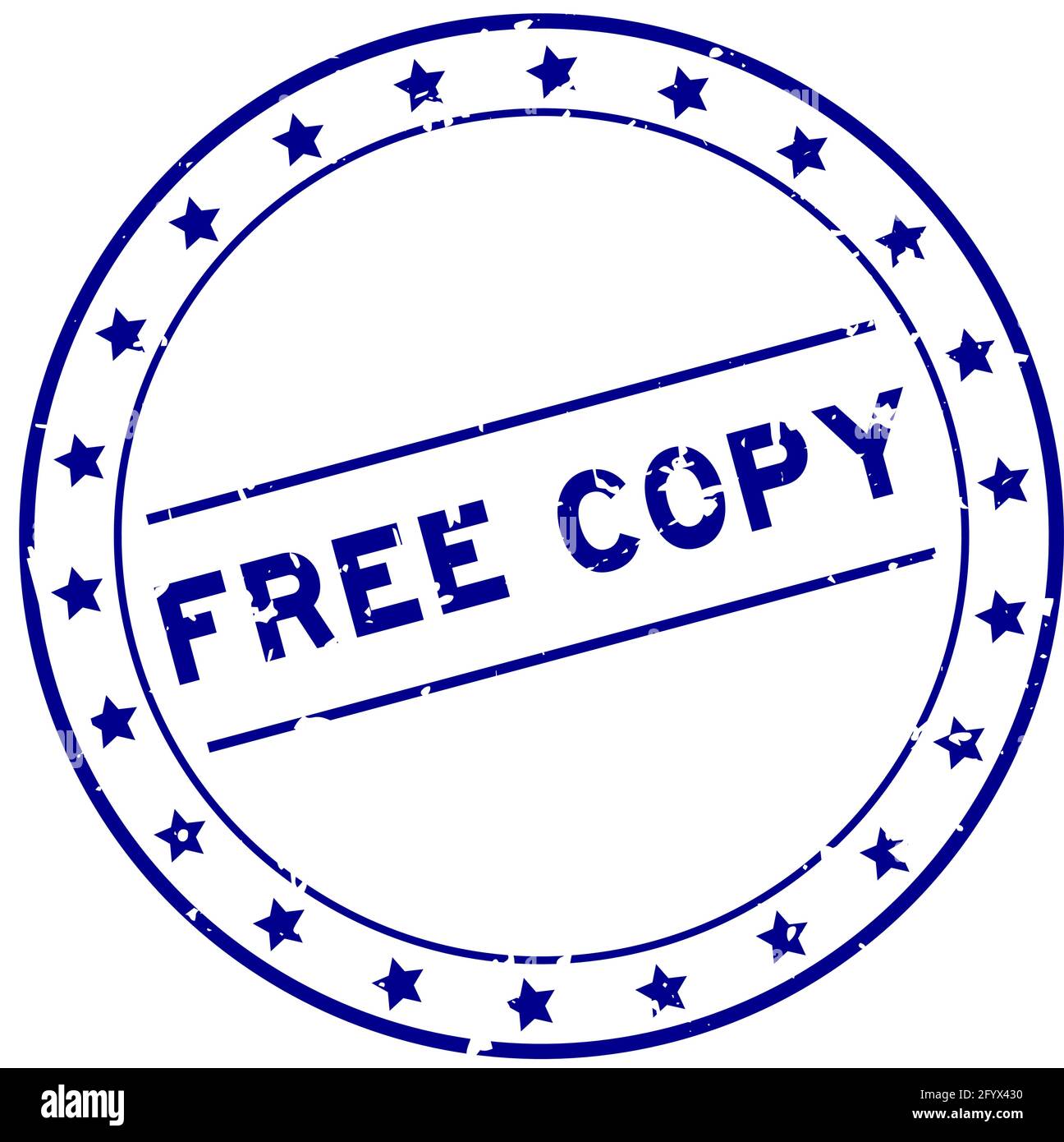 Grunge blue free copy word round rubber seal stamp on white background ...