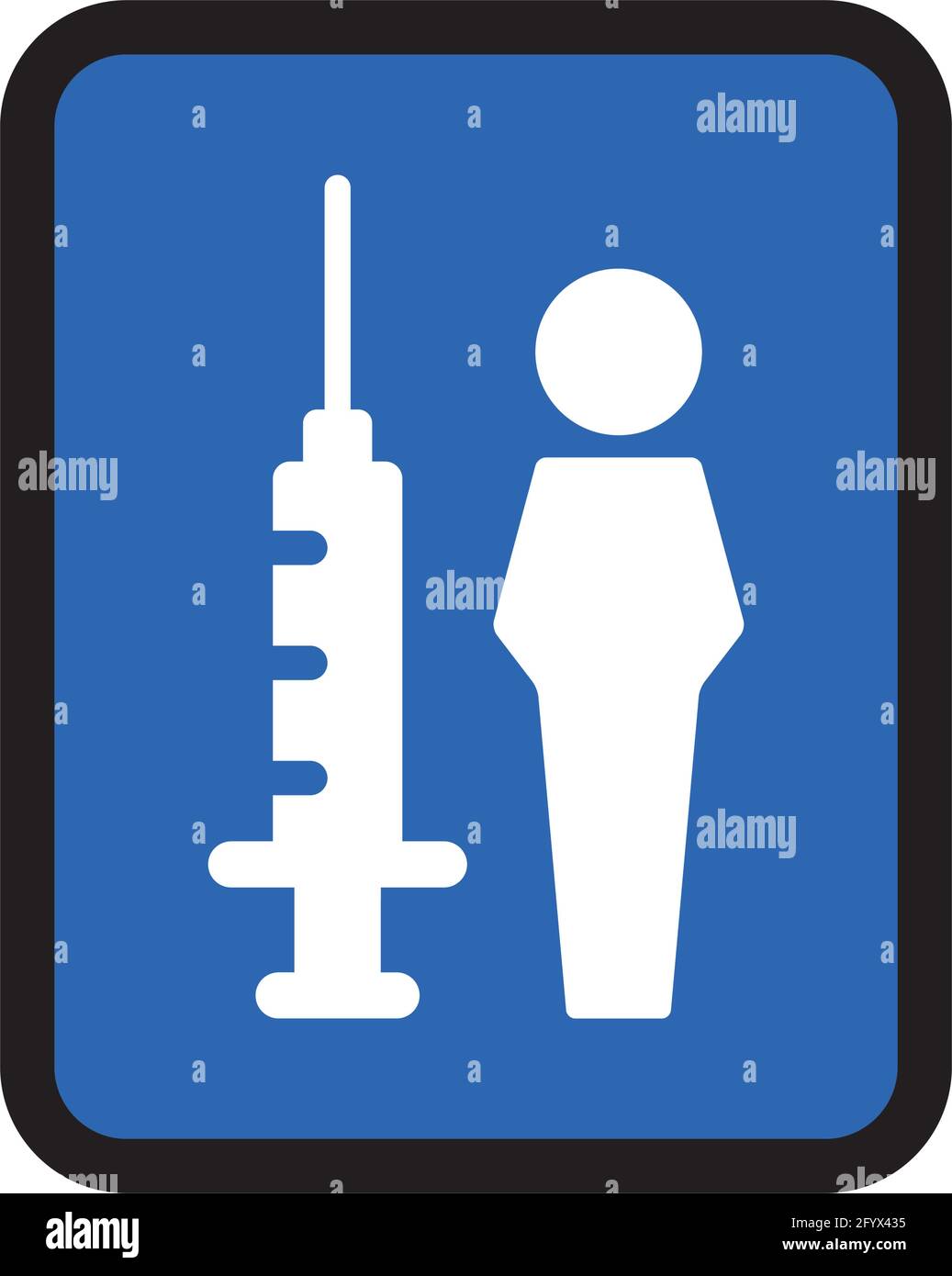 Vaccination icon vector with vaccine injection syringe male person ...