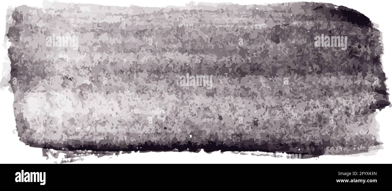Black color watercolor handdrawing texture as brush or banner on white ...