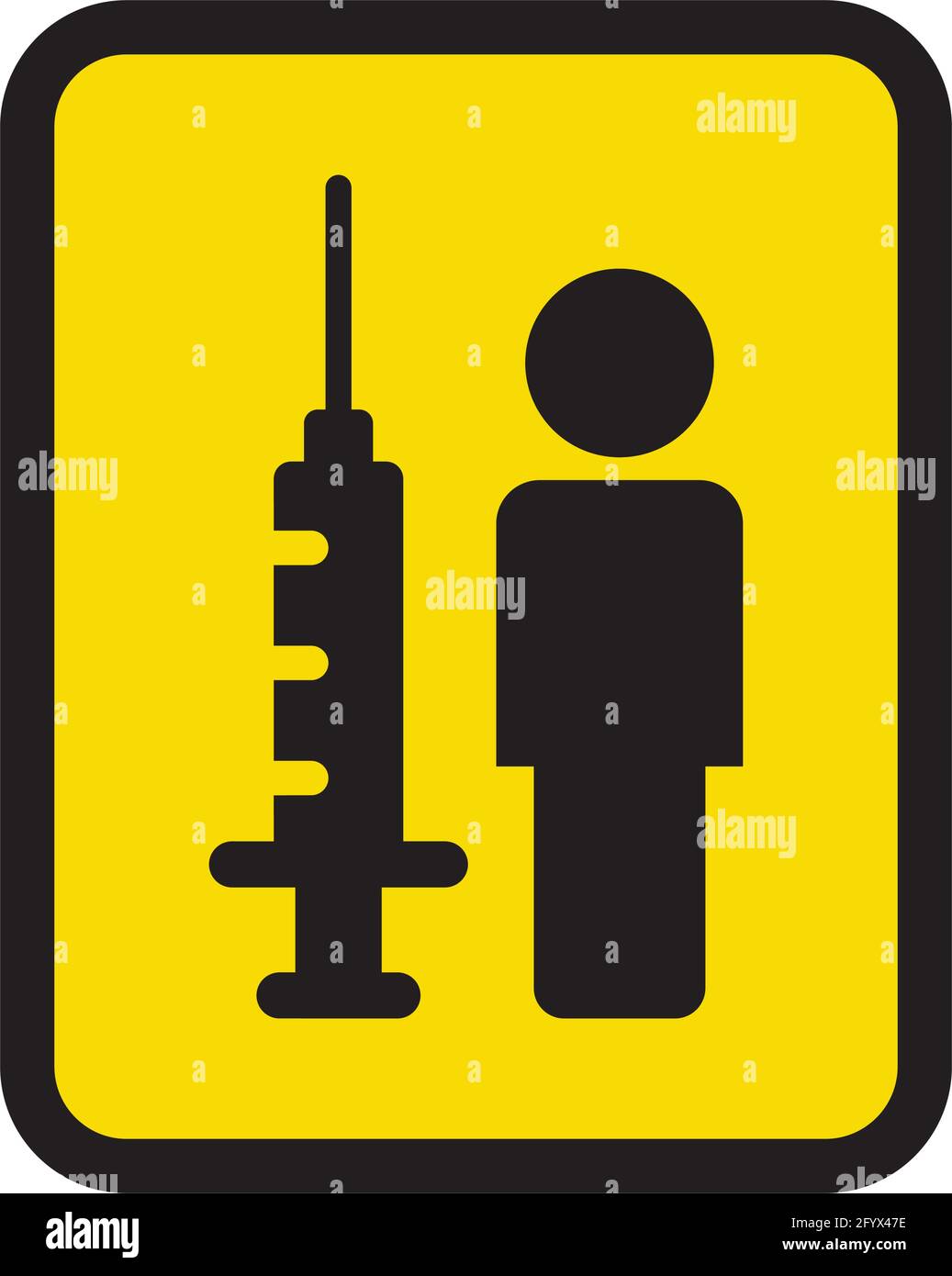 Vaccine icon vector with injection syringe male person symbol for ...