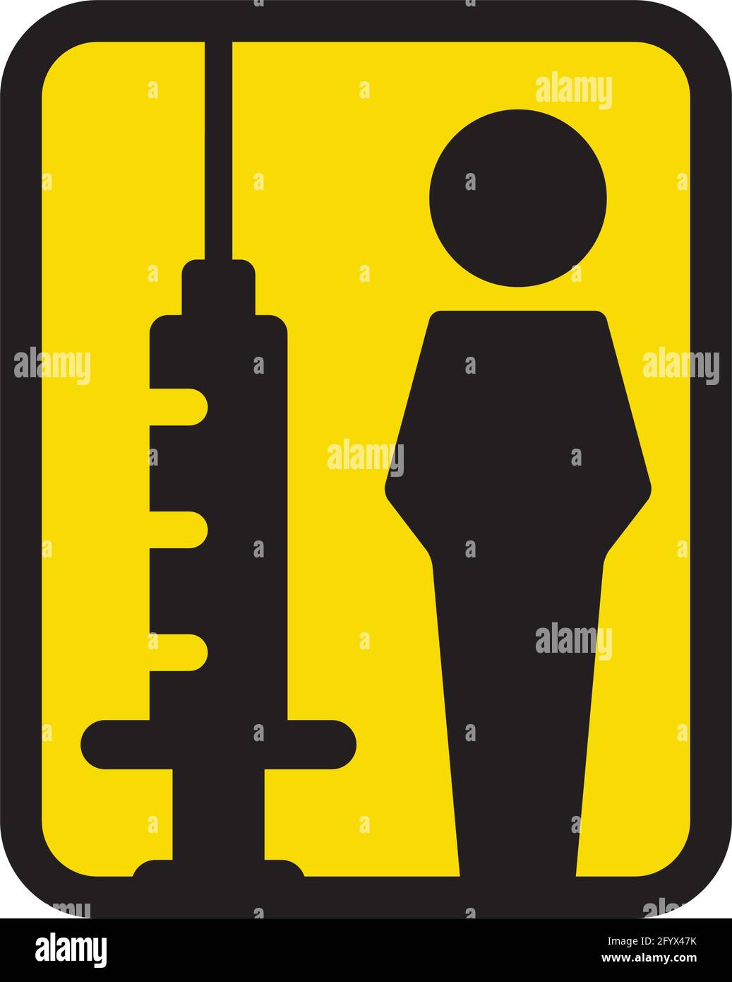 Vaccine icon vector with injection syringe male person symbol for ...