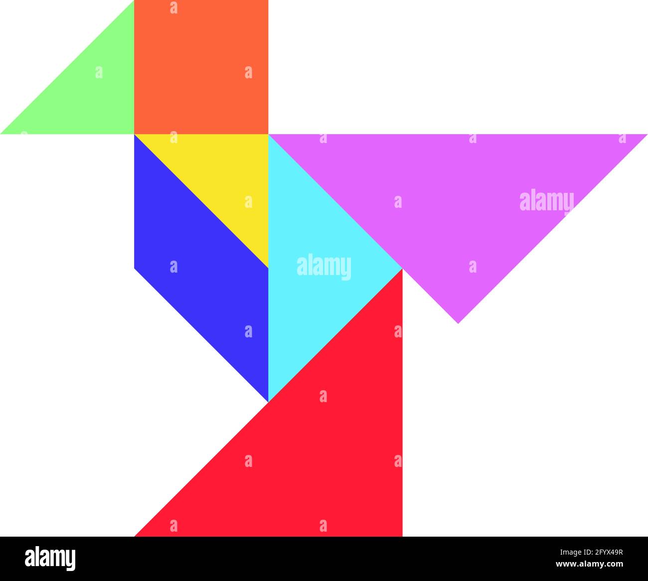 Color tangram puzzle in flying bird shape on white background Stock ...