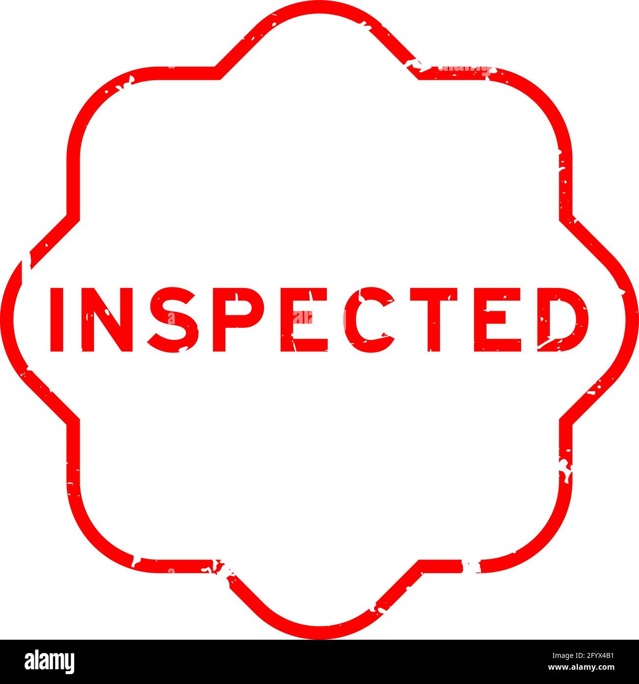 Grunge red inspected word rubber seal stamp on white background Stock ...