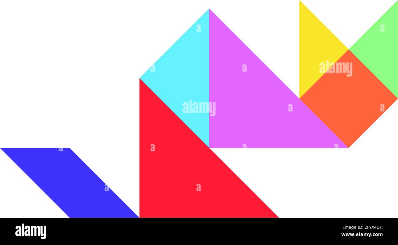 Color tangram puzzle in cat shape on white background Stock Vector ...