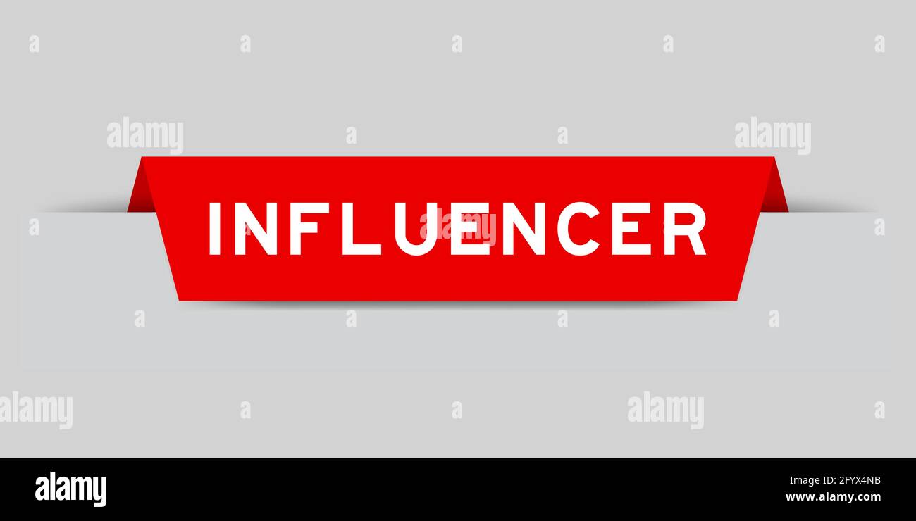 Red color inserted label with word influencer on gray background Stock ...