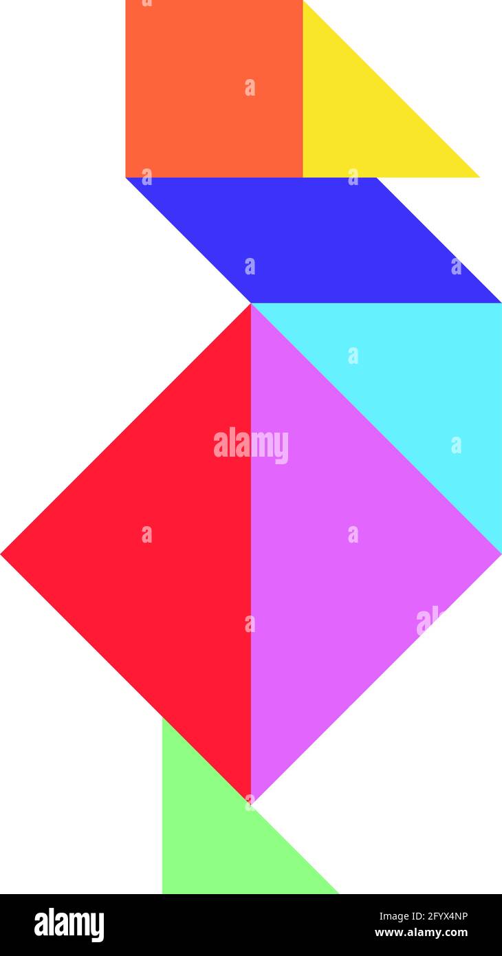 Color tangram puzzle in bird shape on white background Stock Vector ...