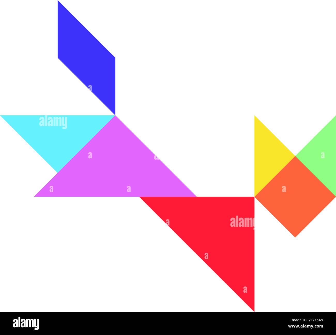 Color tangram puzzle in cat shape on white background Stock Vector ...
