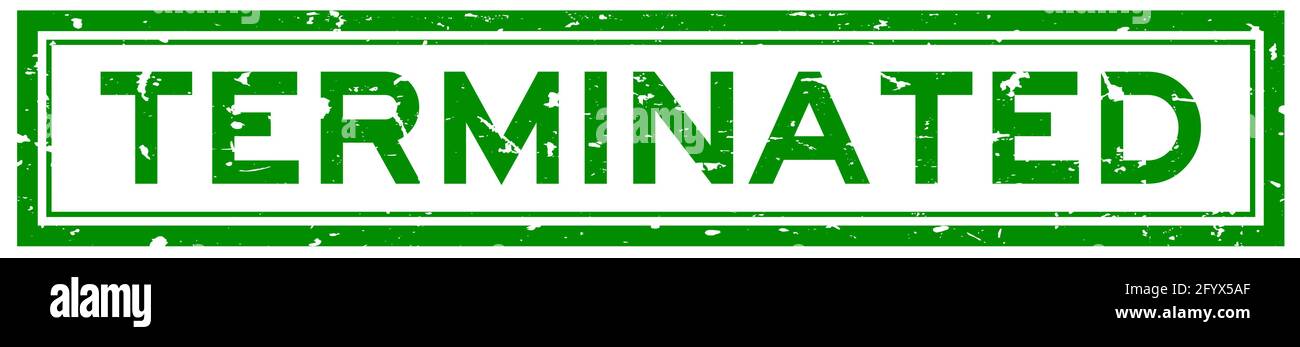 Grunge green terminated word square rubber seal stamp on white ...