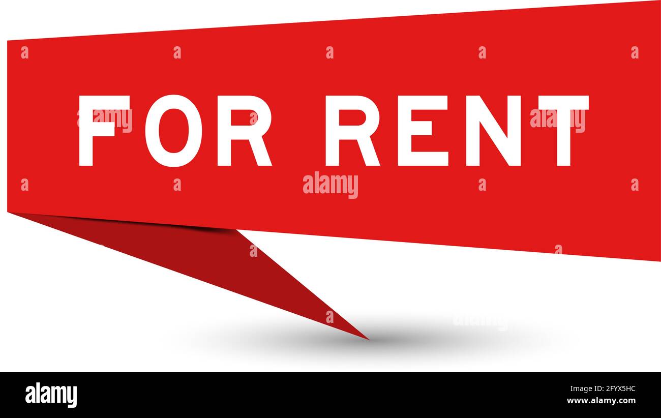 Red color speech banner with word for rent on white background Stock ...