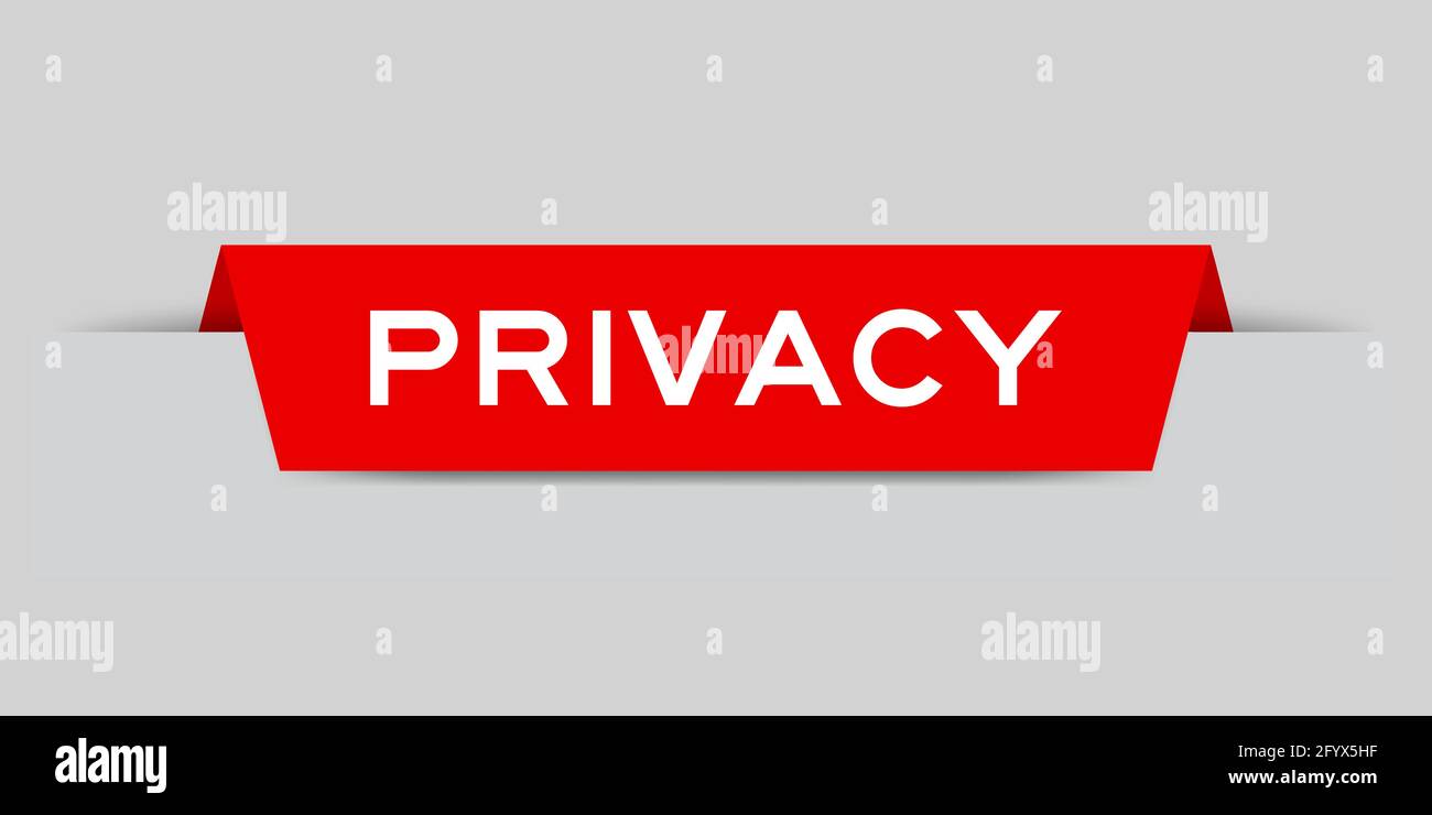 Red color inserted label with word privacy on gray background Stock ...