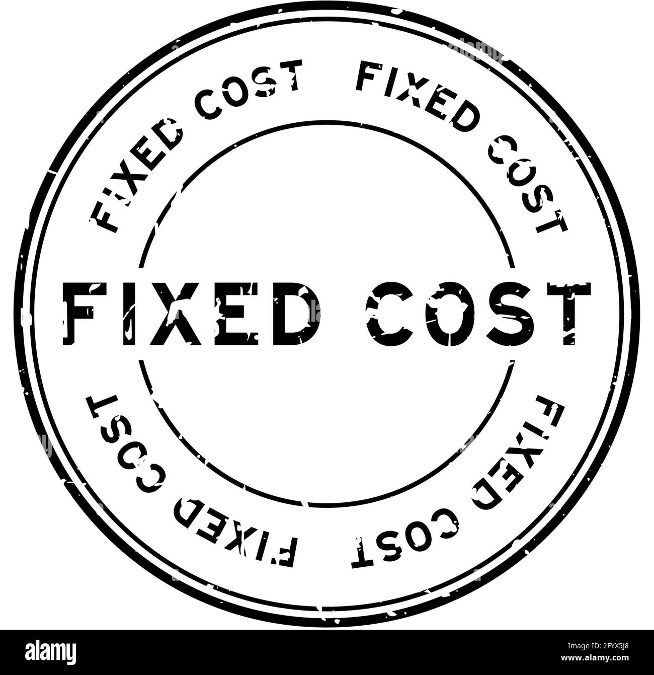 Grunge black fixed cost word round rubber seal stamp on white ...