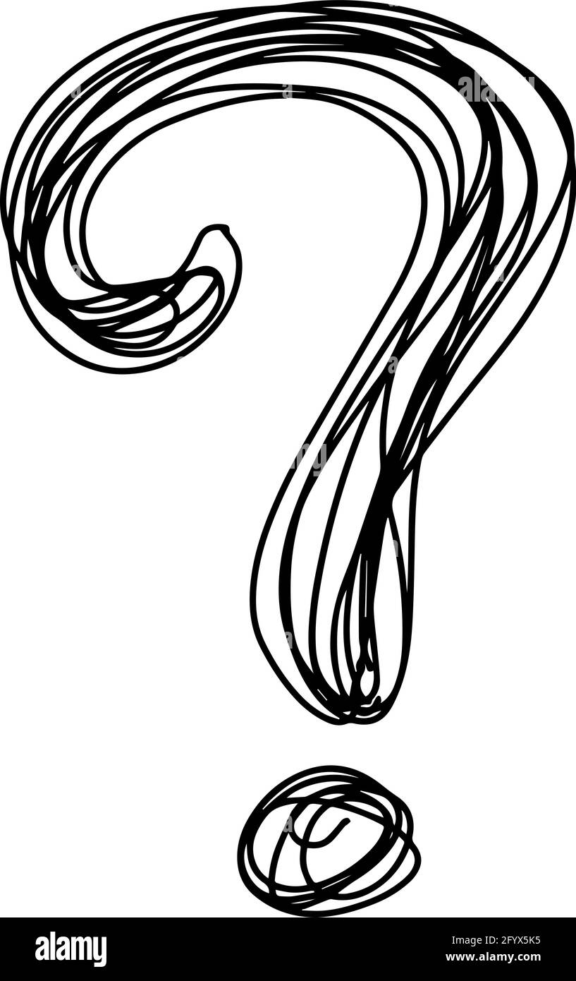 Black color line drawing in question mark shape on white board ...