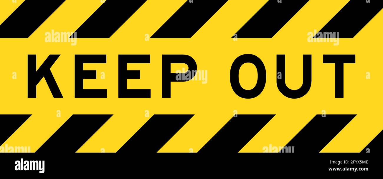 Yellow and black color with line striped label banner with word keep ...