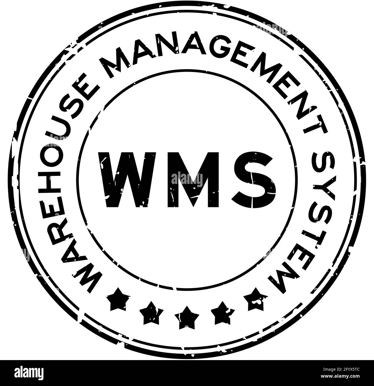Grunge black WMS warehouse management system word round rubber seal ...