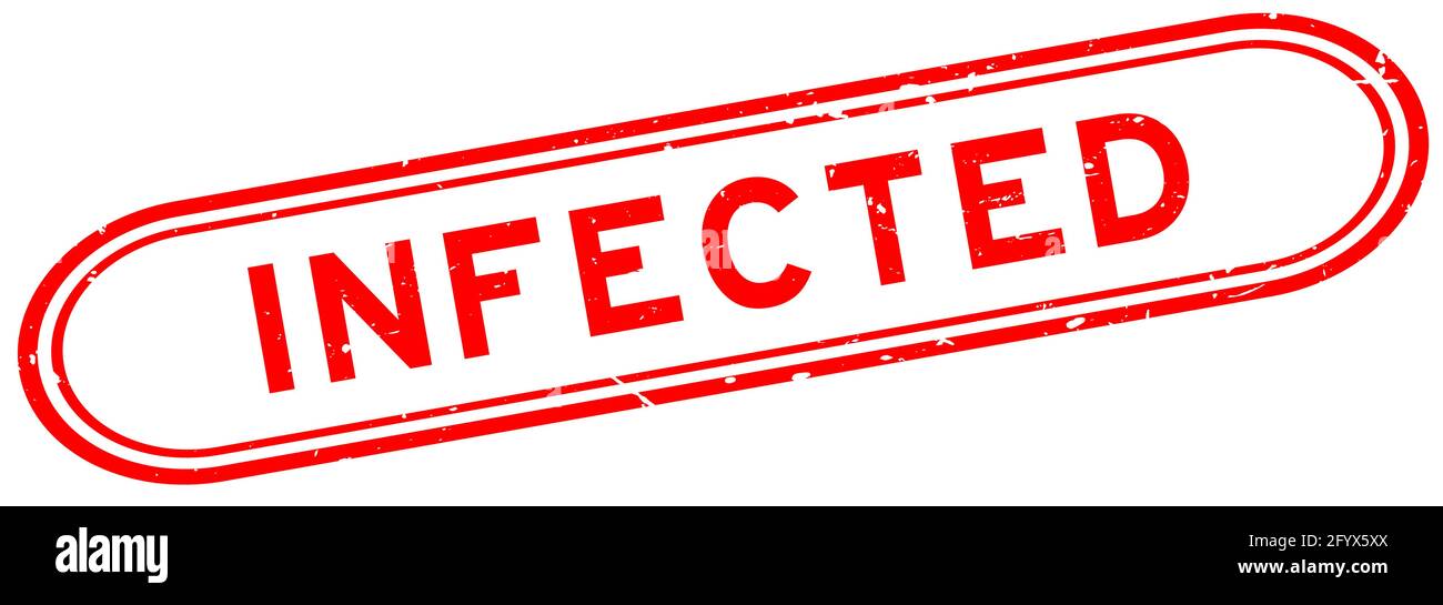 Grunge red infected word rubber seal stamp on white background Stock ...