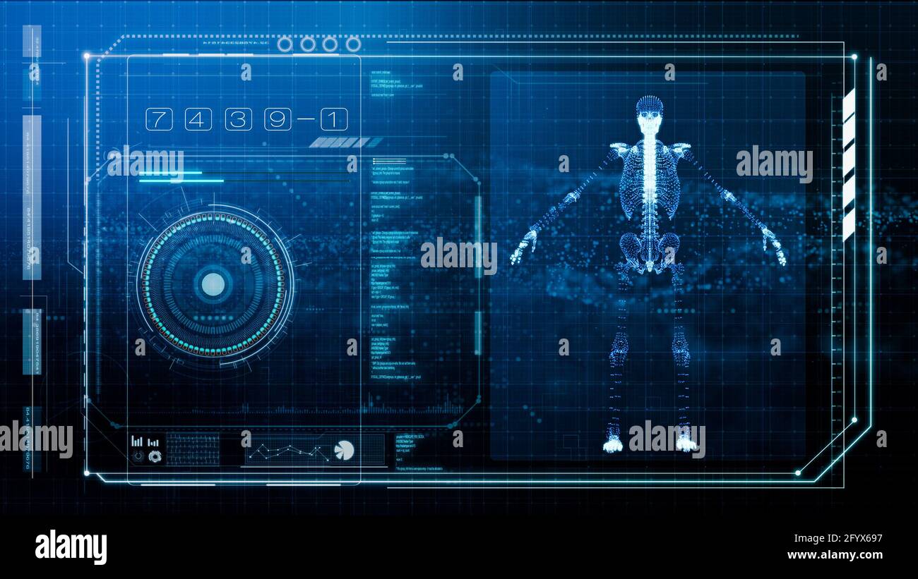 Futuristic screen of human body scan and medical examination ...