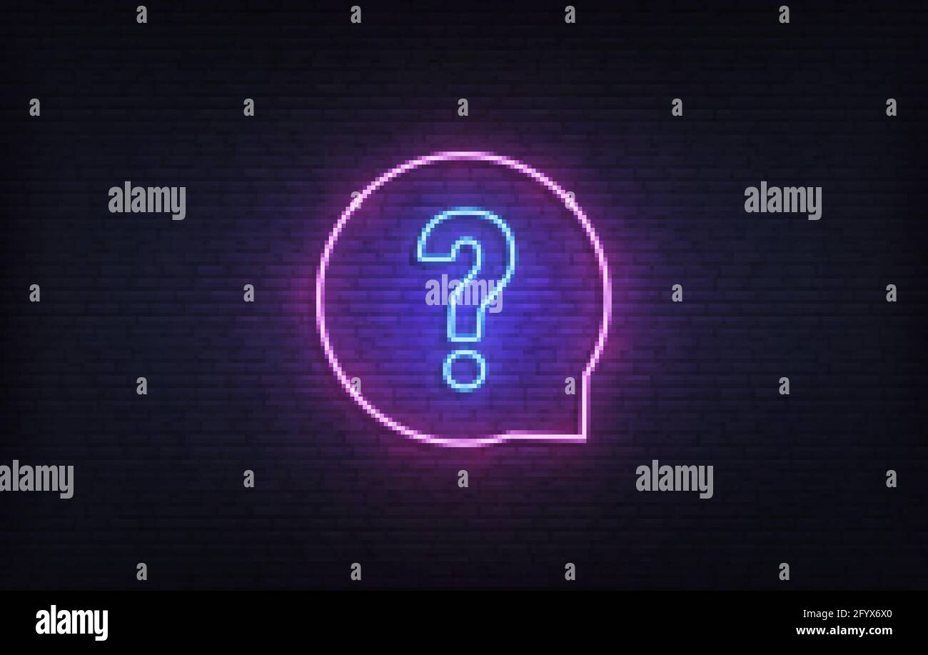 Question neon sign. Glowing neon quiz template Stock Vector Image & Art ...