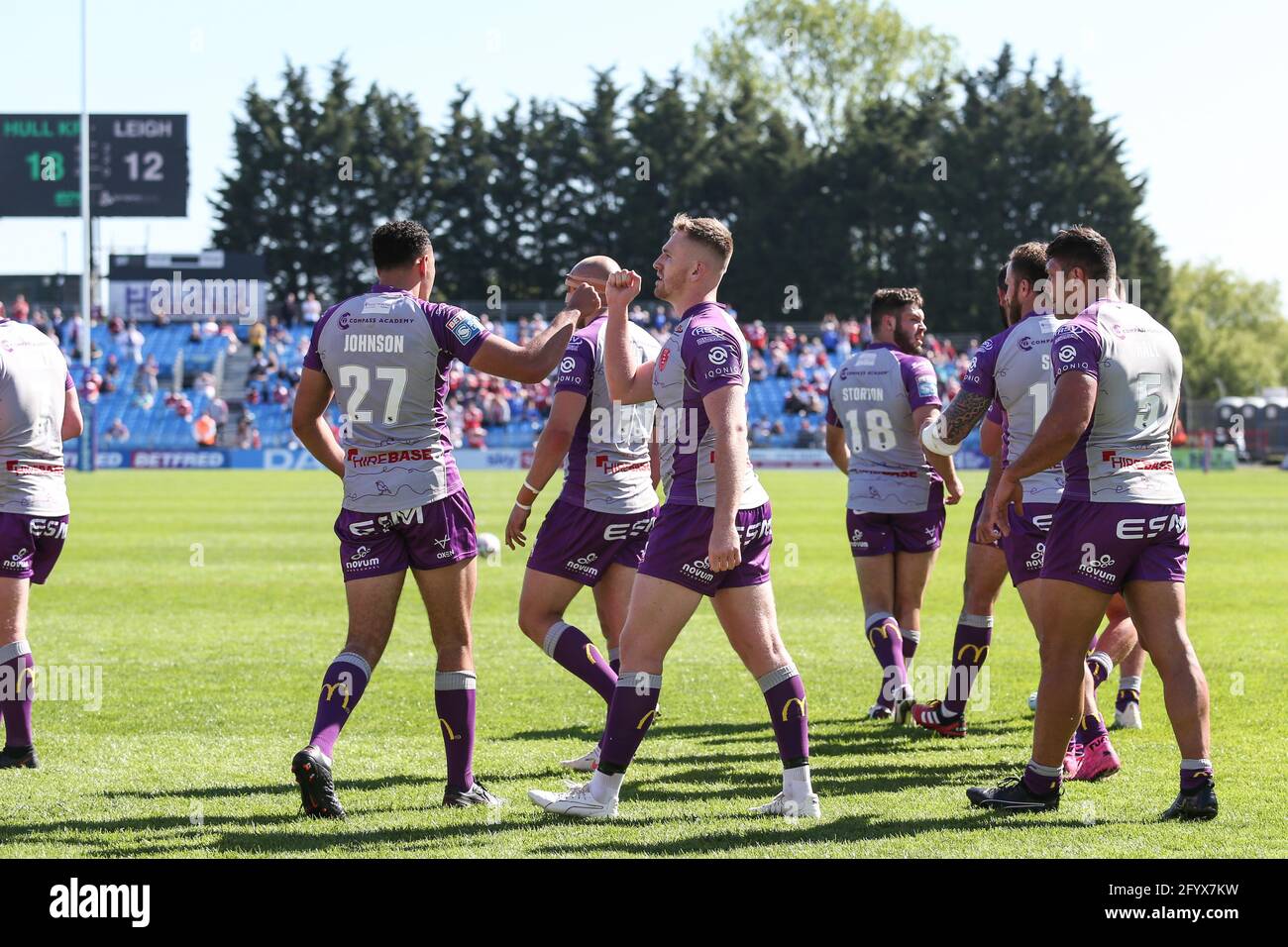 Rowan Milnes (25) of Hull KR celebrates his try Stock Photo - Alamy