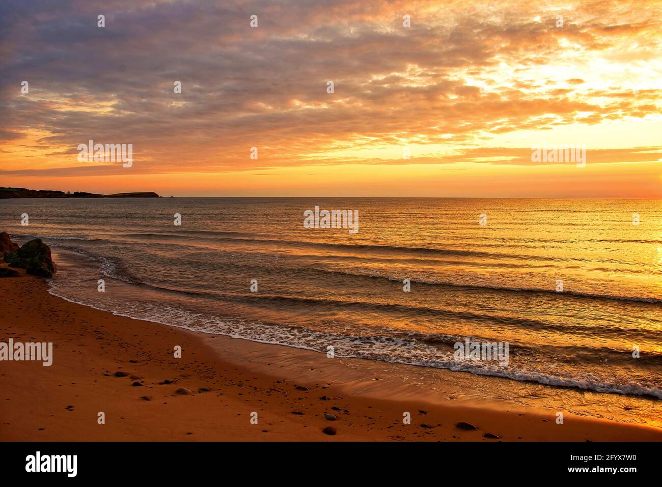 Sunset over Atlantic Ocean in Cape Breton, Nova Scotia, Canada Stock ...