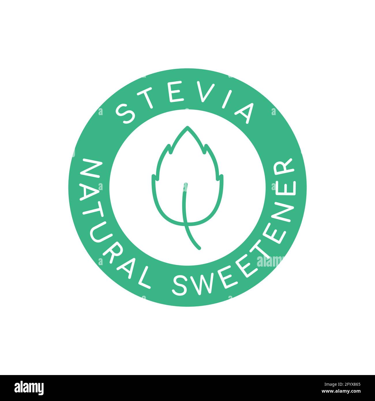 Stevia icon. Natural sweetener logo. Stevia leaf inside green circle ...