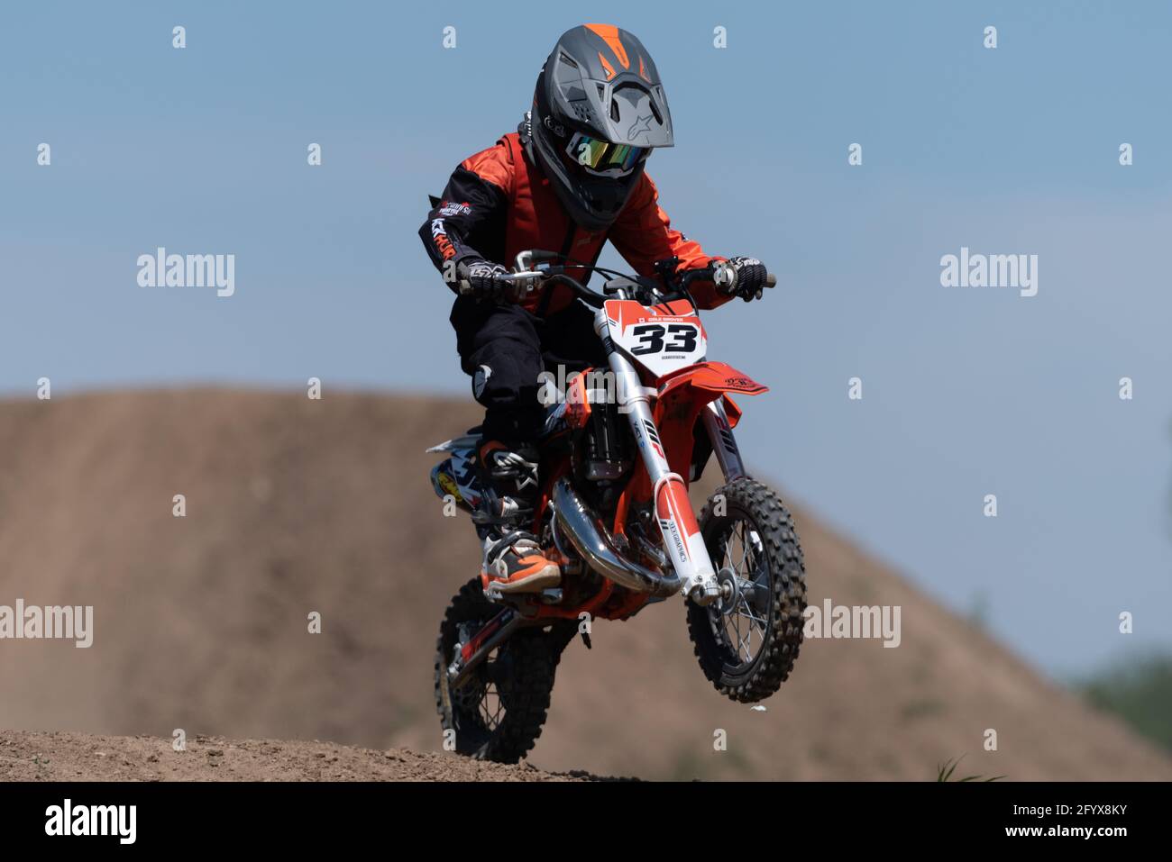 motocross dirt bike practice with kids Stock Photo - Alamy