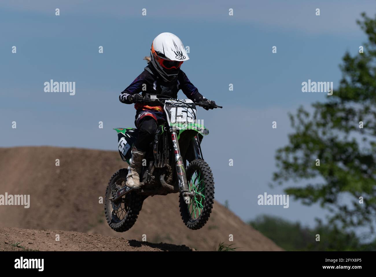 motocross dirt bike practice with kids Stock Photo - Alamy
