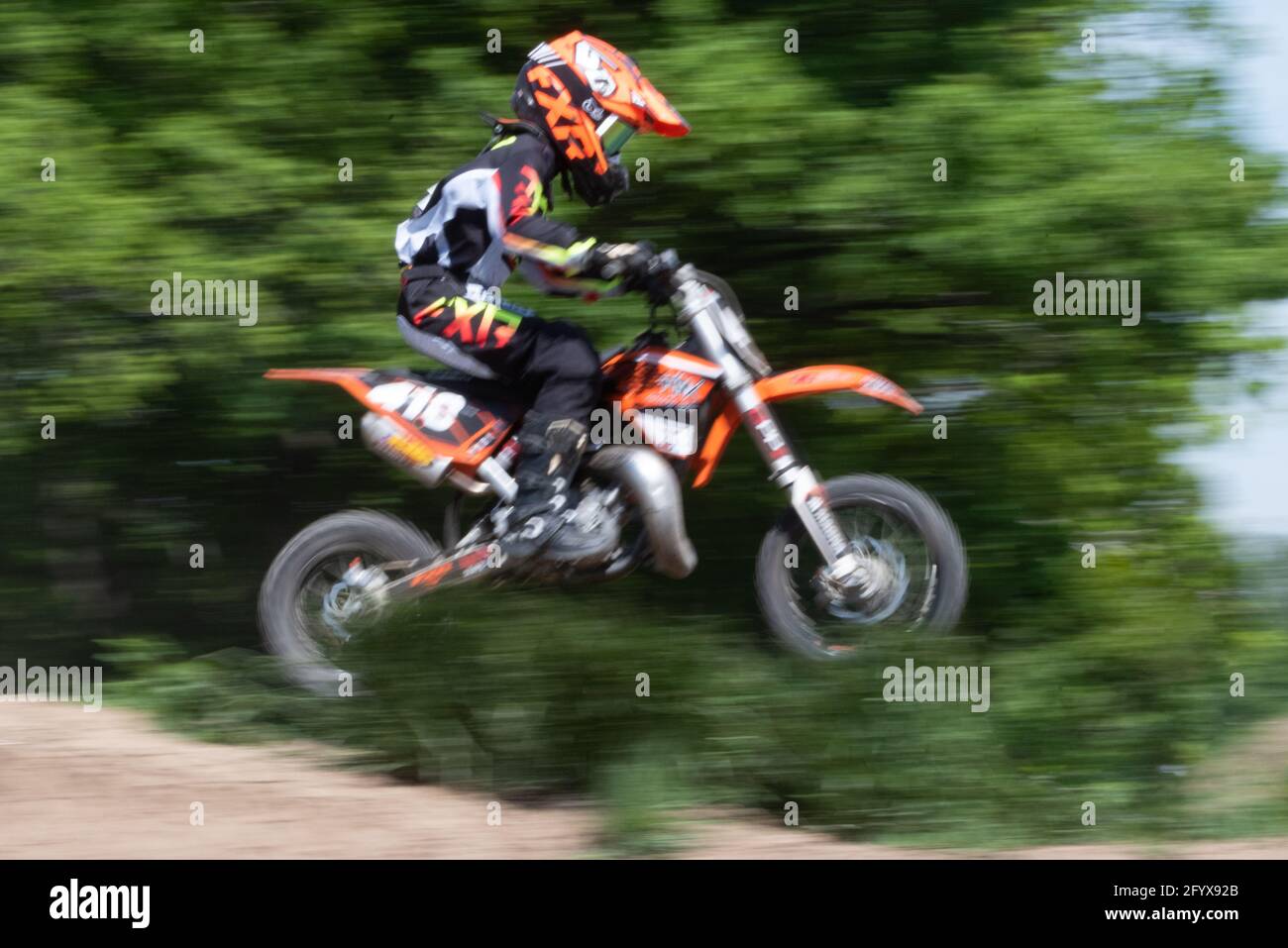 motocross dirt bike practice with kids Stock Photo - Alamy