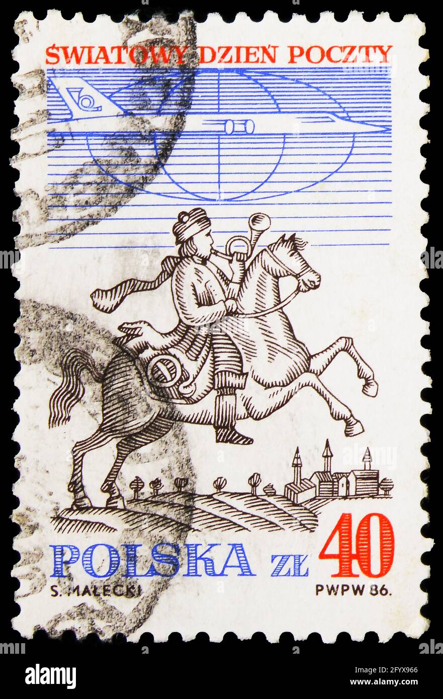 MOSCOW, RUSSIA - SEPTEMBER 27, 2019: Postage stamp printed in Poland ...