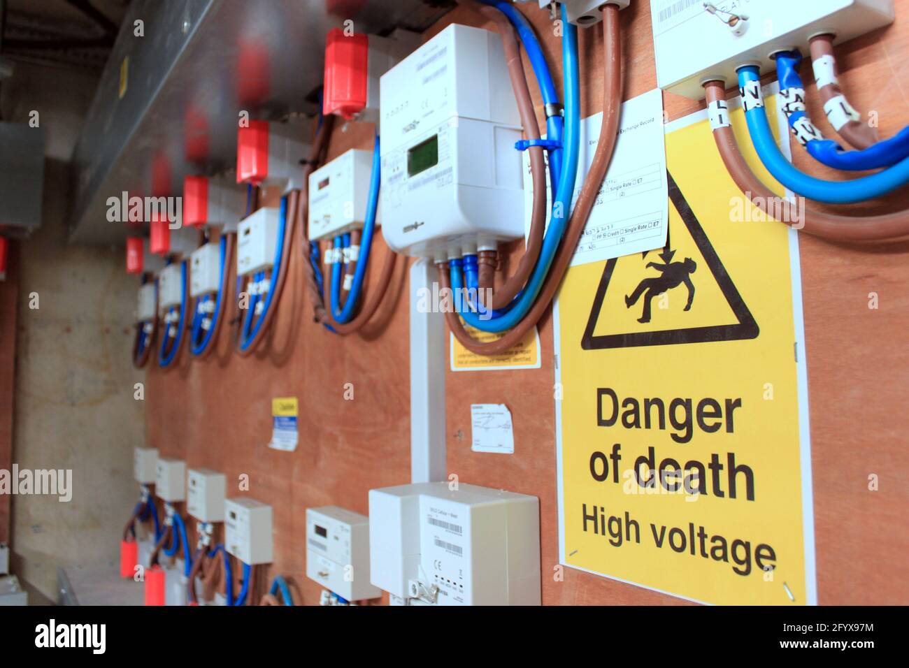 Underground meter room with mix of dumb and smart meters Stock Photo ...