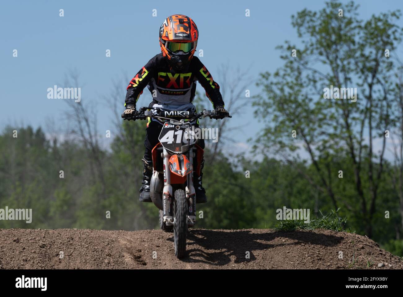 motocross dirt bike practice with kids Stock Photo - Alamy