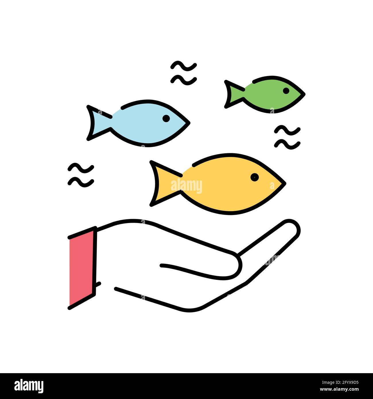 Life below water color icon. Corporate social responsibility ...
