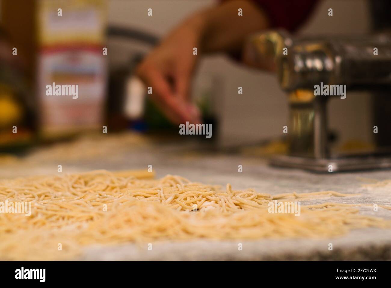 Homemade fresh pasta, traditional italian cuisine. Close up Stock Photo ...