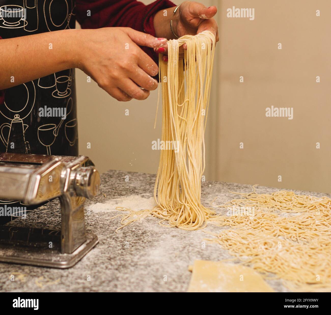 Homemade fresh pasta, traditional italian cuisine. Close up Stock Photo ...