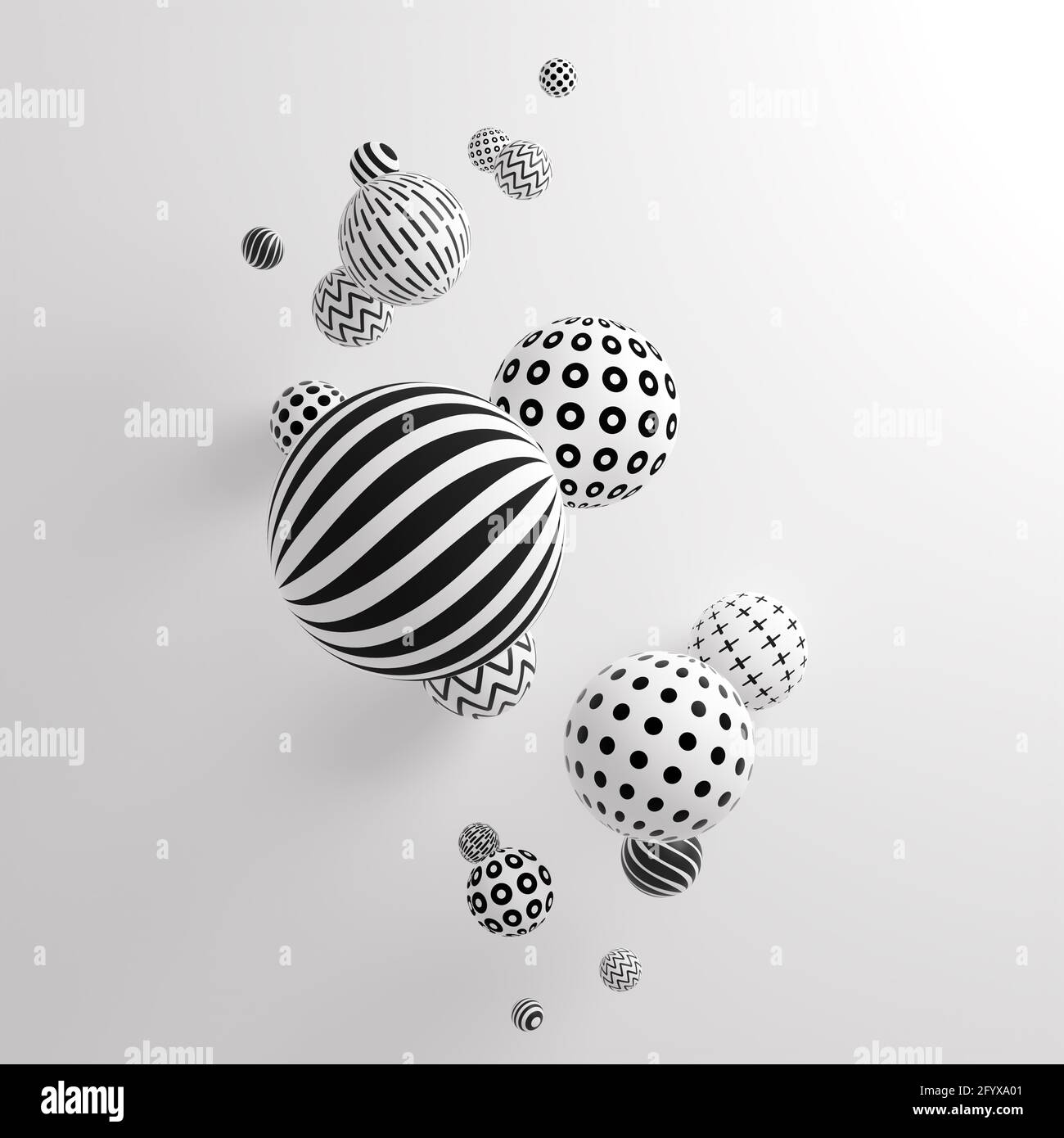 3D illustration of floating spheres with beautiful patterns Stock Photo ...