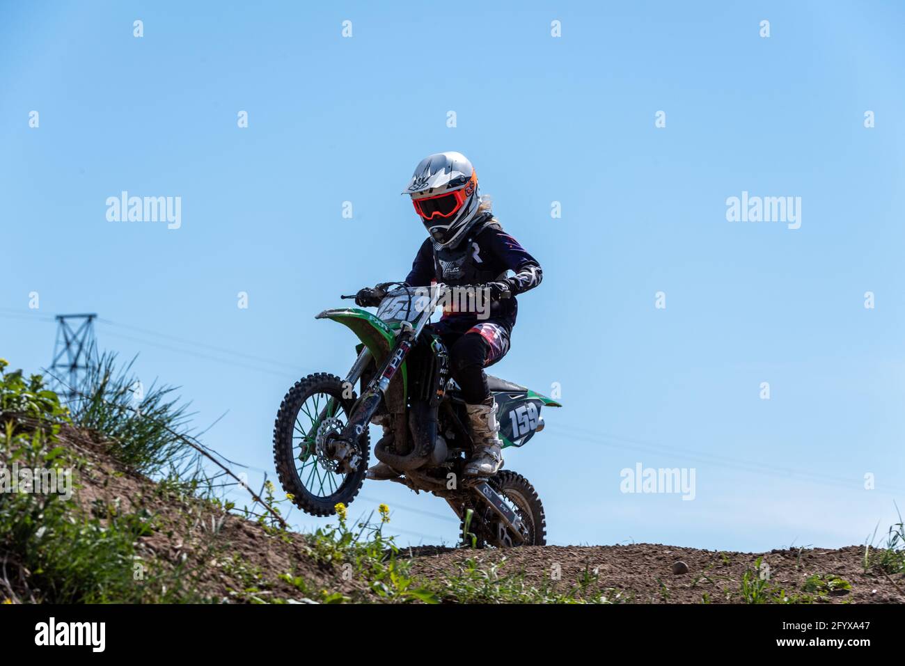 motocross dirt bike practice with kids Stock Photo - Alamy
