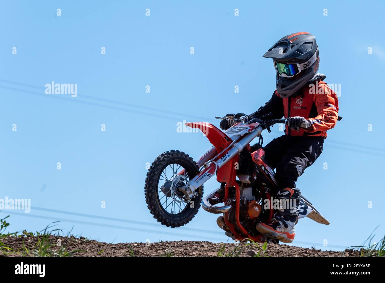 motocross dirt bike practice with kids Stock Photo - Alamy