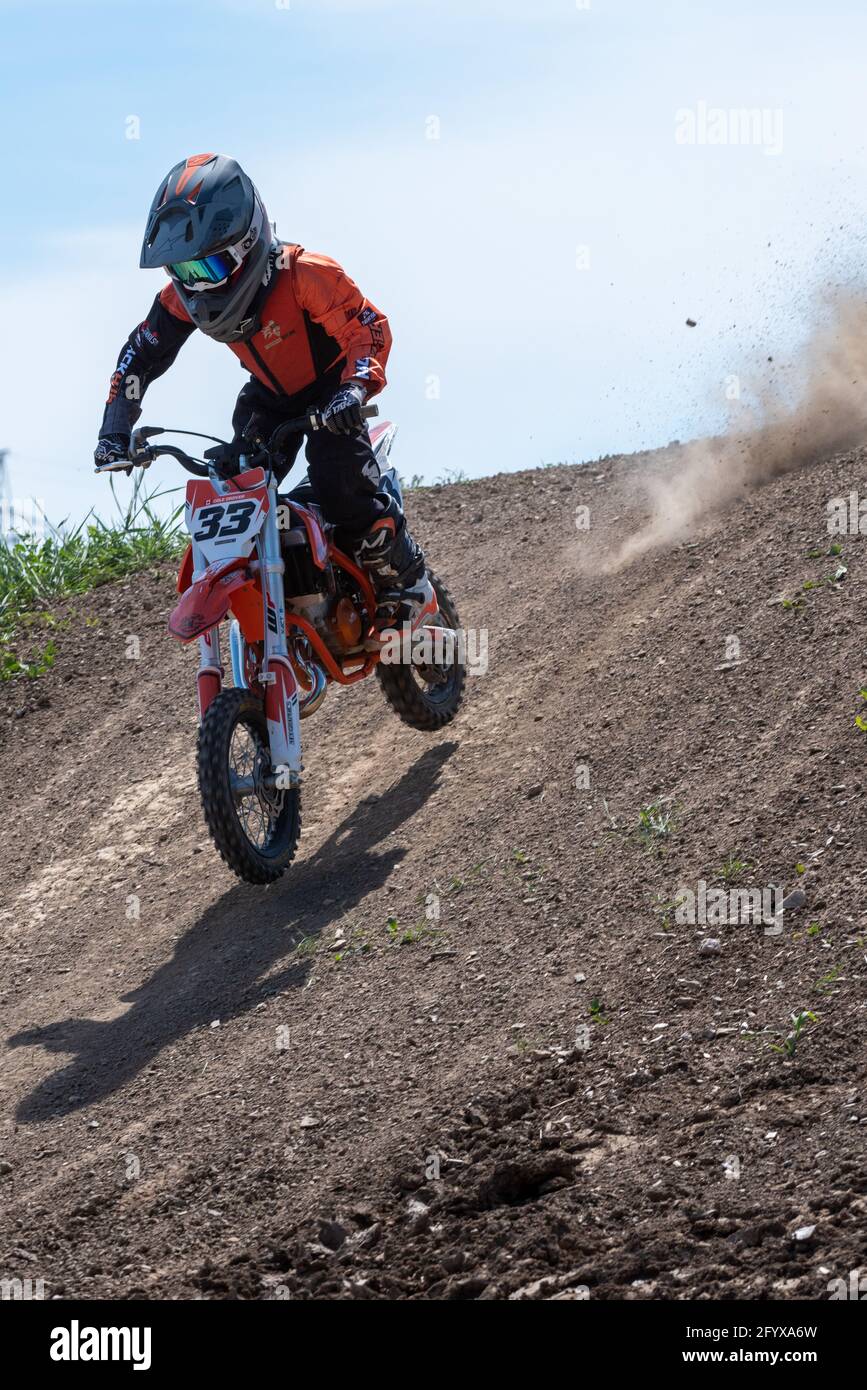 motocross dirt bike practice with kids Stock Photo - Alamy