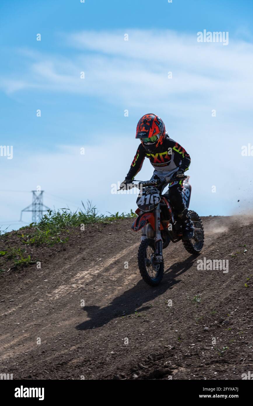 motocross dirt bike practice with kids Stock Photo - Alamy