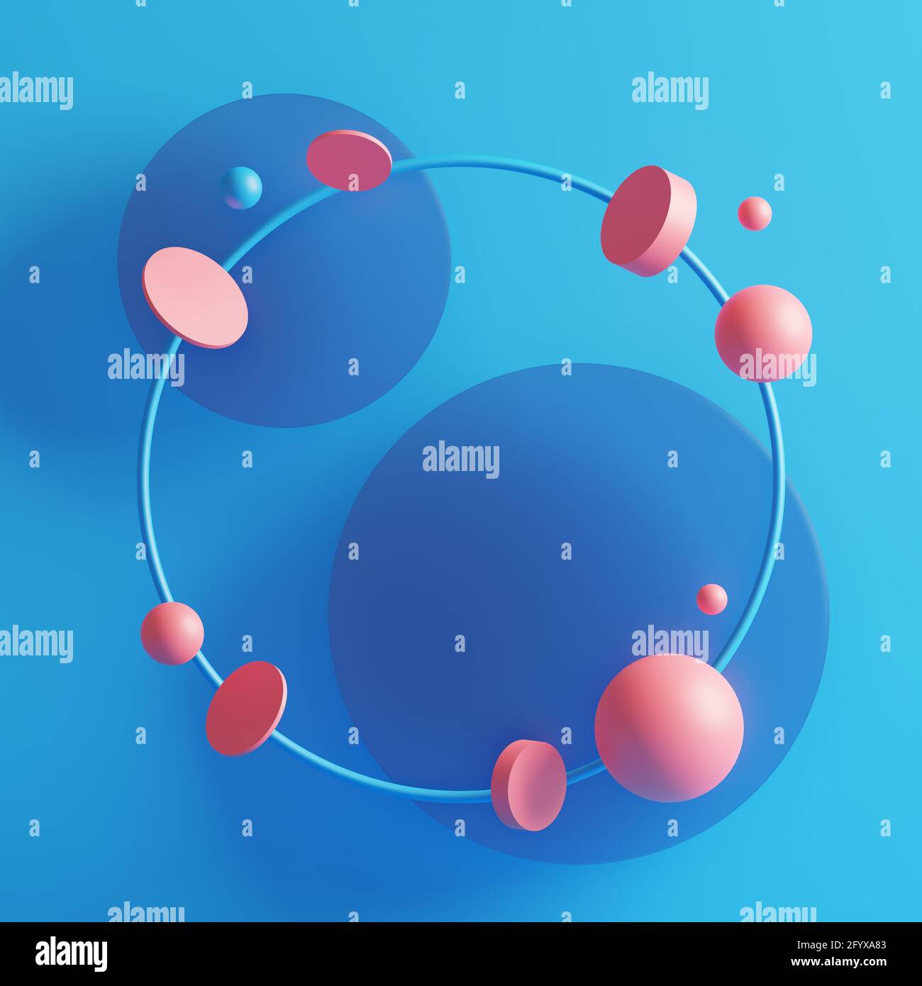3D illustration of a frame and transparent round surfaces Stock Photo ...